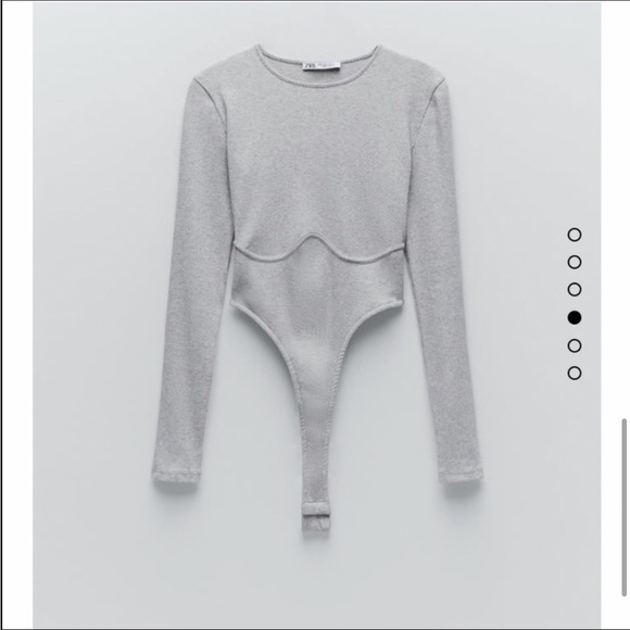 Zara | Tops | Zara Grey Ribbed Bodysuit | Poshmark